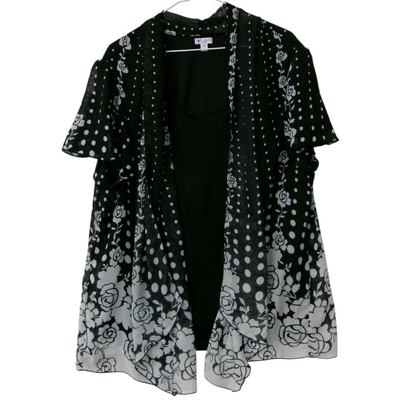 Rebecca Malone | Tops | Rebecca Malone Womens Plus 3x Black Floral Dot ...